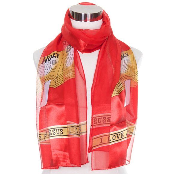 Accessories | I Love Jesus Religious Satin Theme Oblong Scarf | Poshmark